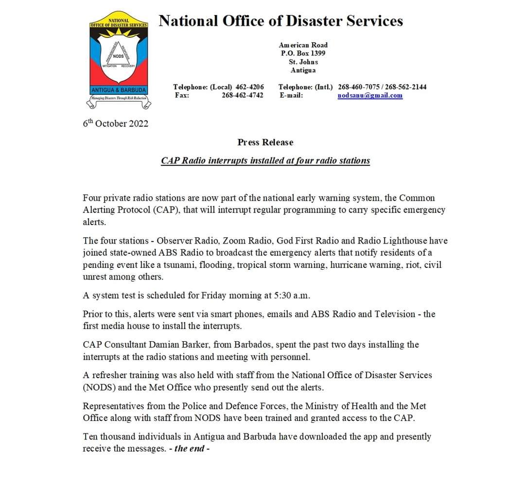 CAP Radio Interrupts Installed at Four Radio Stations – safety steps
