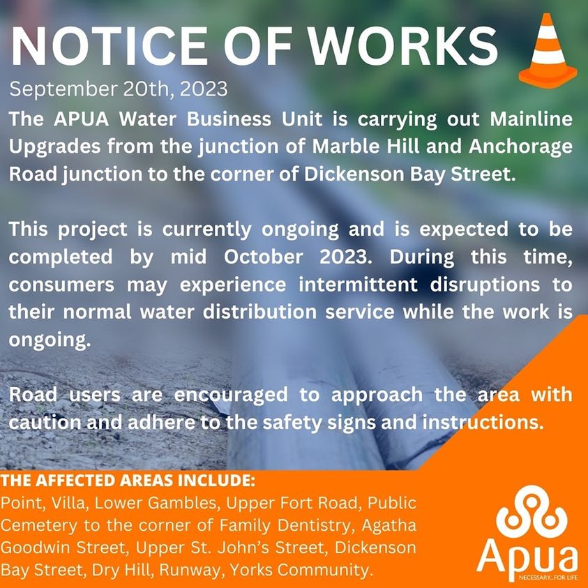 APUA: Notice of Works – safety steps