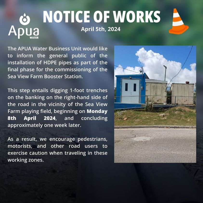 APUA: Notice Of Works – safety steps